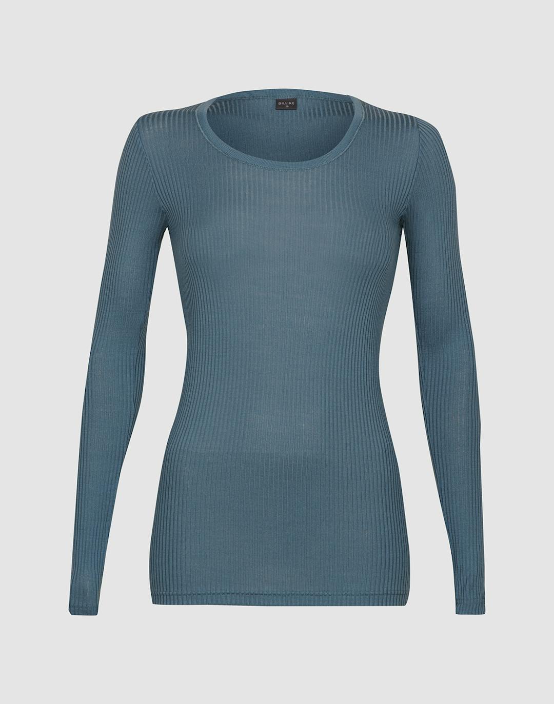Womens Merino Wool Long Sleeve Top Blue Wild Rye Dilling