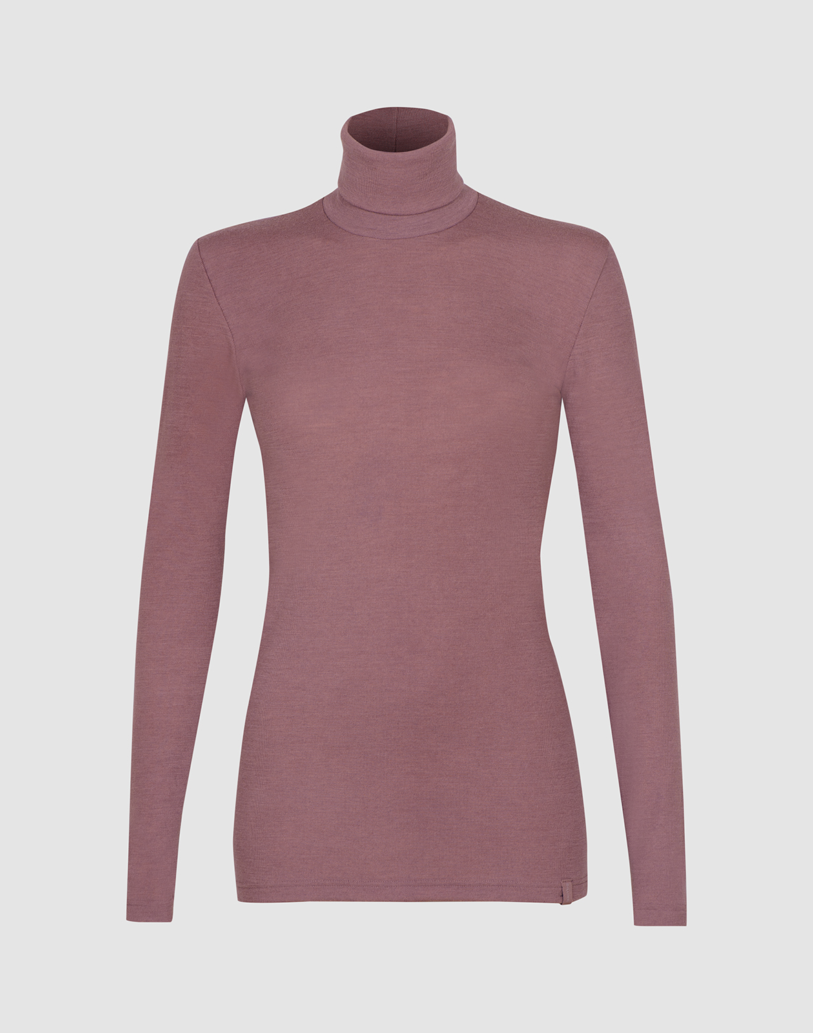 Women's merino wool roll neck top - Grape - Dilling