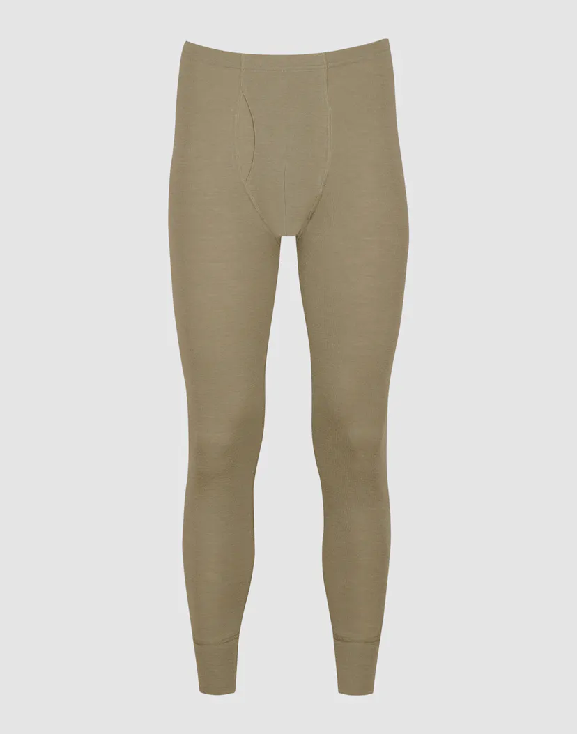 Men's merino wool long johns with fly - Silver sage - Dilling