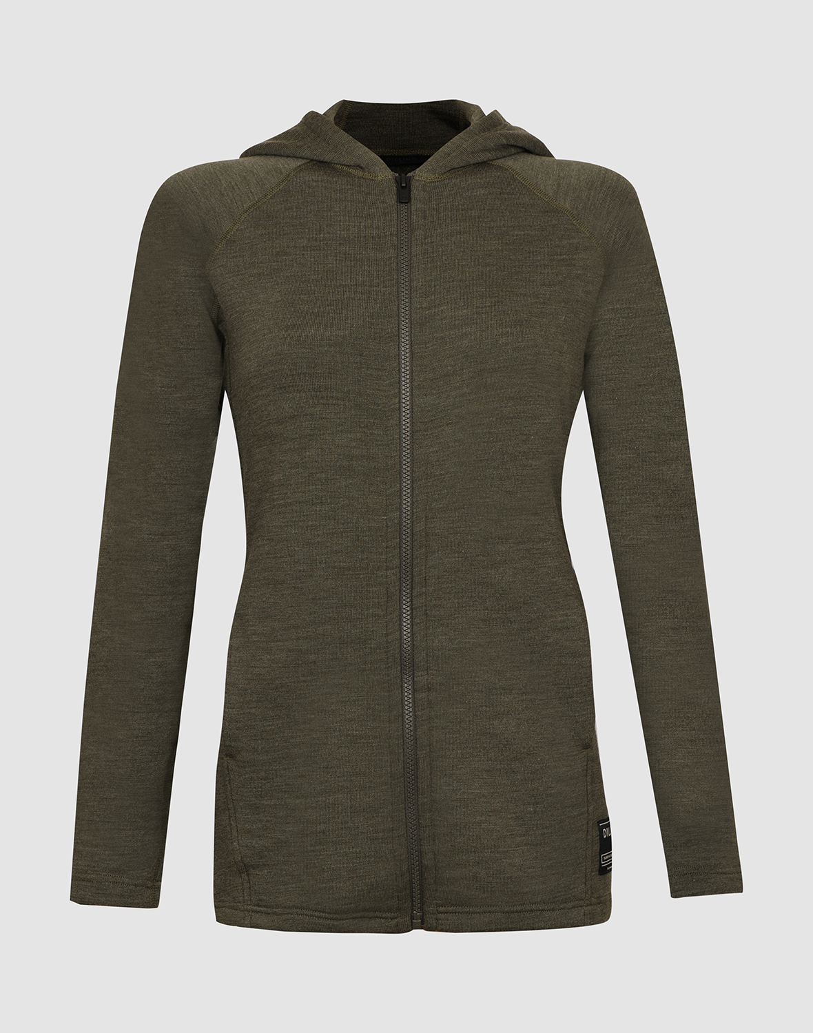 Vest met capuchon van merinowollen terry voor dames - Donker ...